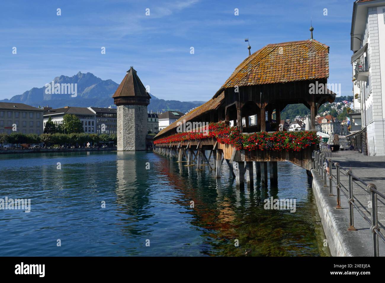 Chapel Bridge and Water Tower in Lucerne in Switzerland Stock Photo - Alamy