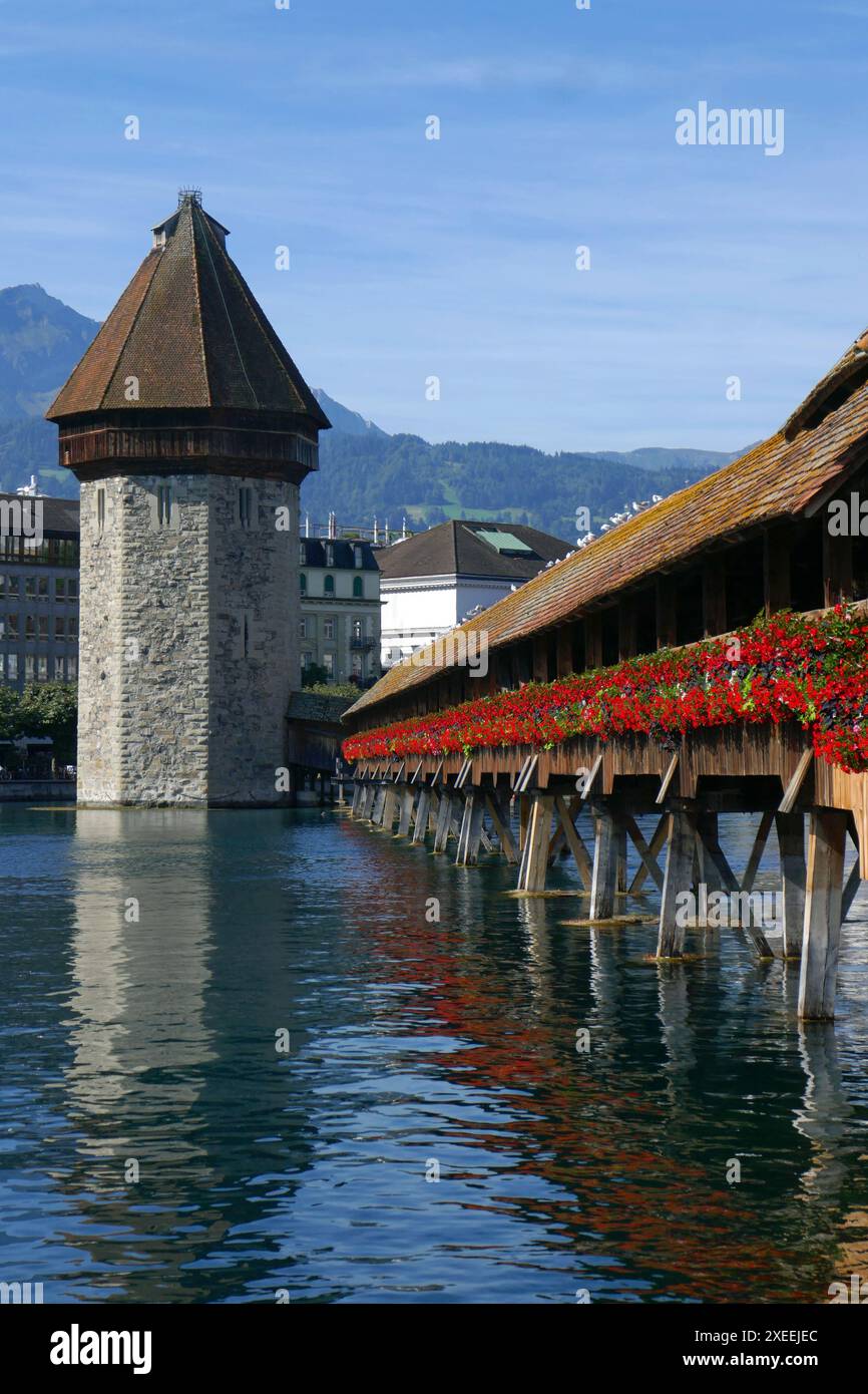 Chapel Bridge and Water Tower in Lucerne in Switzerland Stock Photo - Alamy