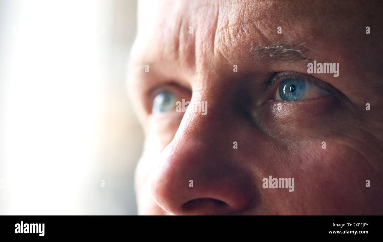 Macro Studio Expression Shot Of Senior Man's Eyes With Close Up On ...