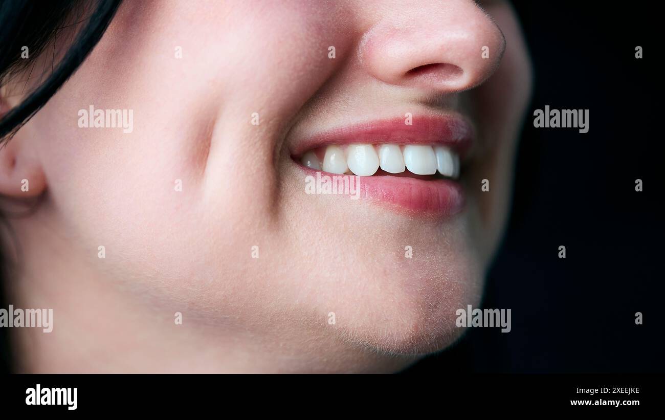 Macro Studio Expression Shot Of Woman's Mouth With Close Up On Lips And ...