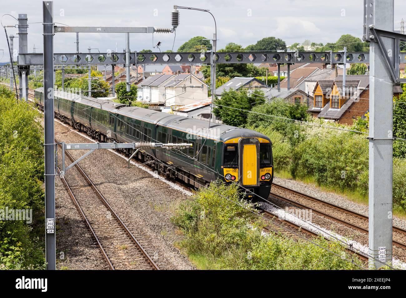 Great Western Railway Class 387 DMU passing through Magor, South Wales ...