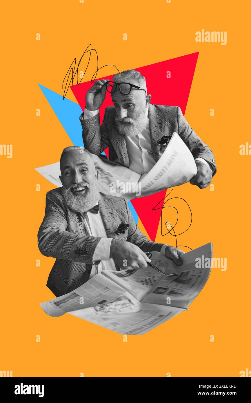 Trend artwork composite photo collage of orange backdrop caricature ...