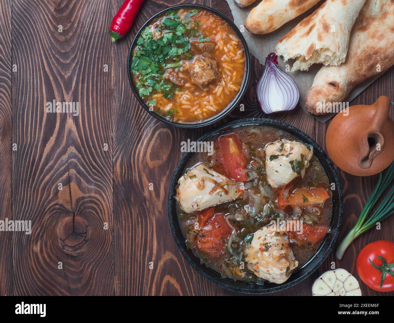 Traditional Georgian dishes, Georgian cuisinecopy space Stock Photo - Alamy