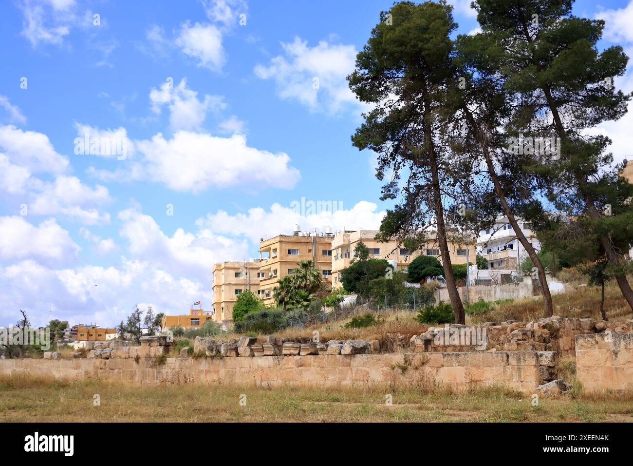 Jerash in Jordan - May 07 2024: View on the modern city from the ...