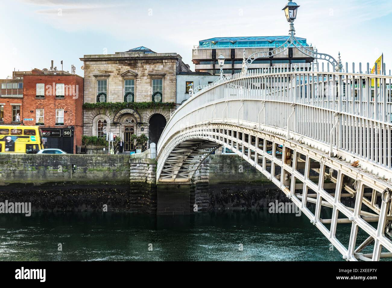 Pedestrian Half Penny Bridge (Ha'penny Bridge), which crosses the River ...