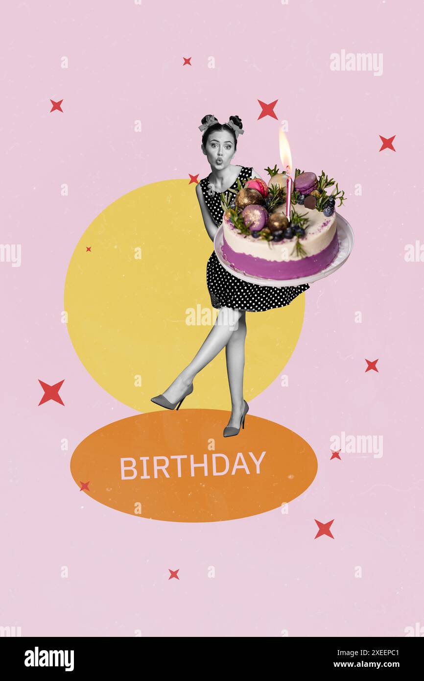 Composite trend artwork sketch image photo collage of happy birthday ...
