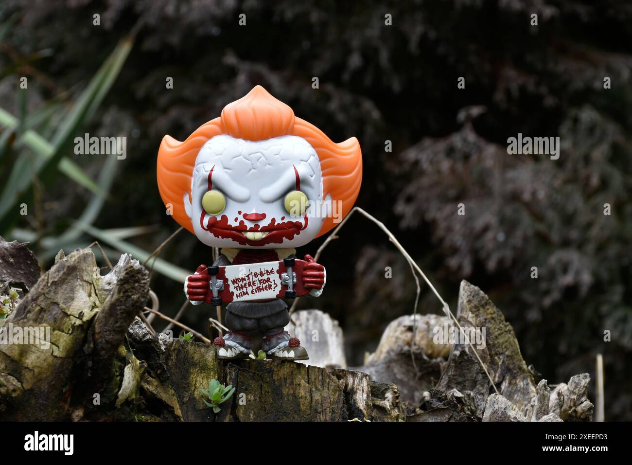 Funko Pop action figure of Pennywise evil clown with bloody skateboard ...