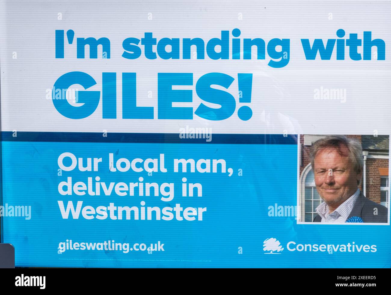 Conservative posters the 2024 general election for Giles Watling MP for ...