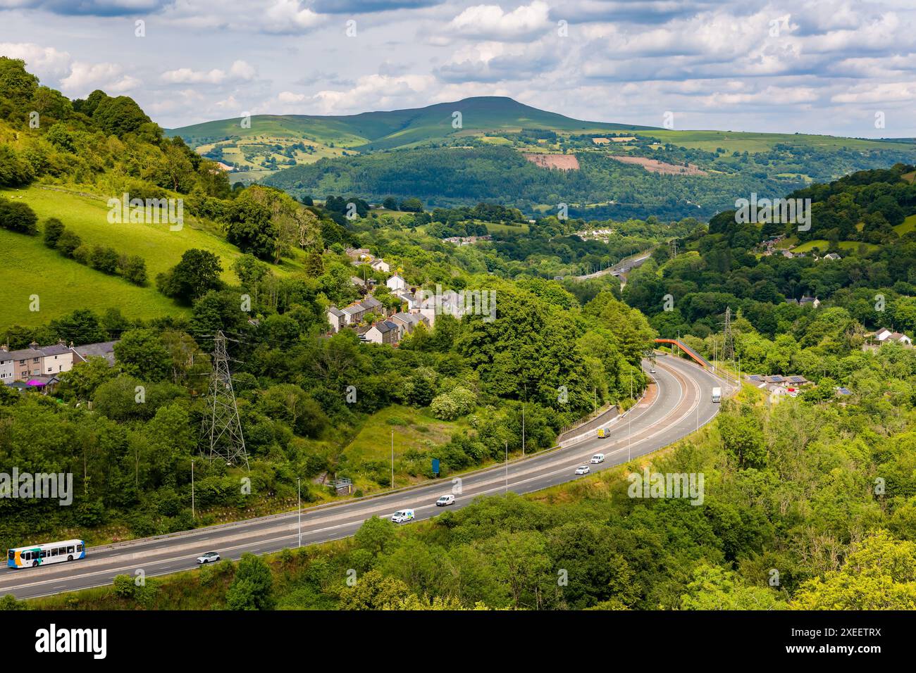 Traffic along the A465 "Heads of the Valleys" dual carriageway in South ...