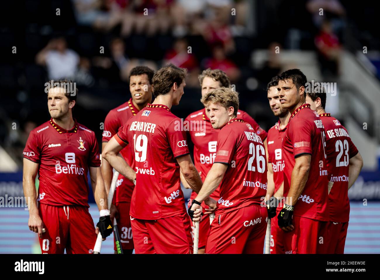 AMSTELVEEN - The players of Belgium during the FIH Pro League men's ...