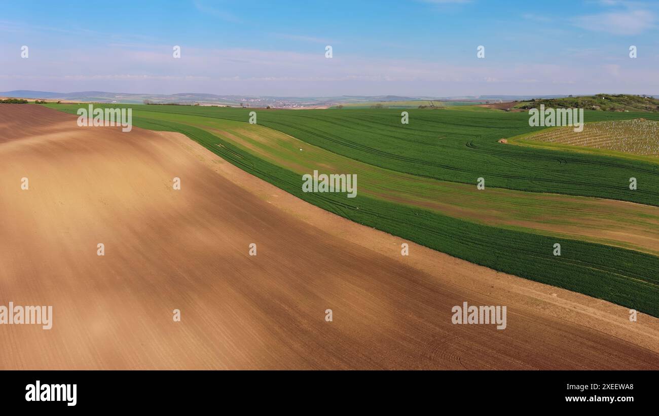 Flying above scenic countryside fields hi-res stock photography and ...