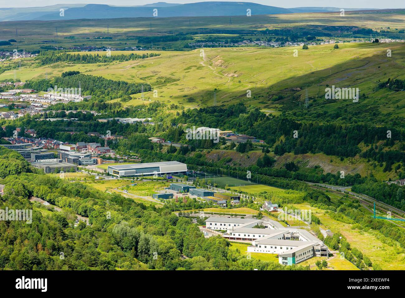 Small Welsh town in a green valley (Ebbw Vale, South Wales Stock Photo ...