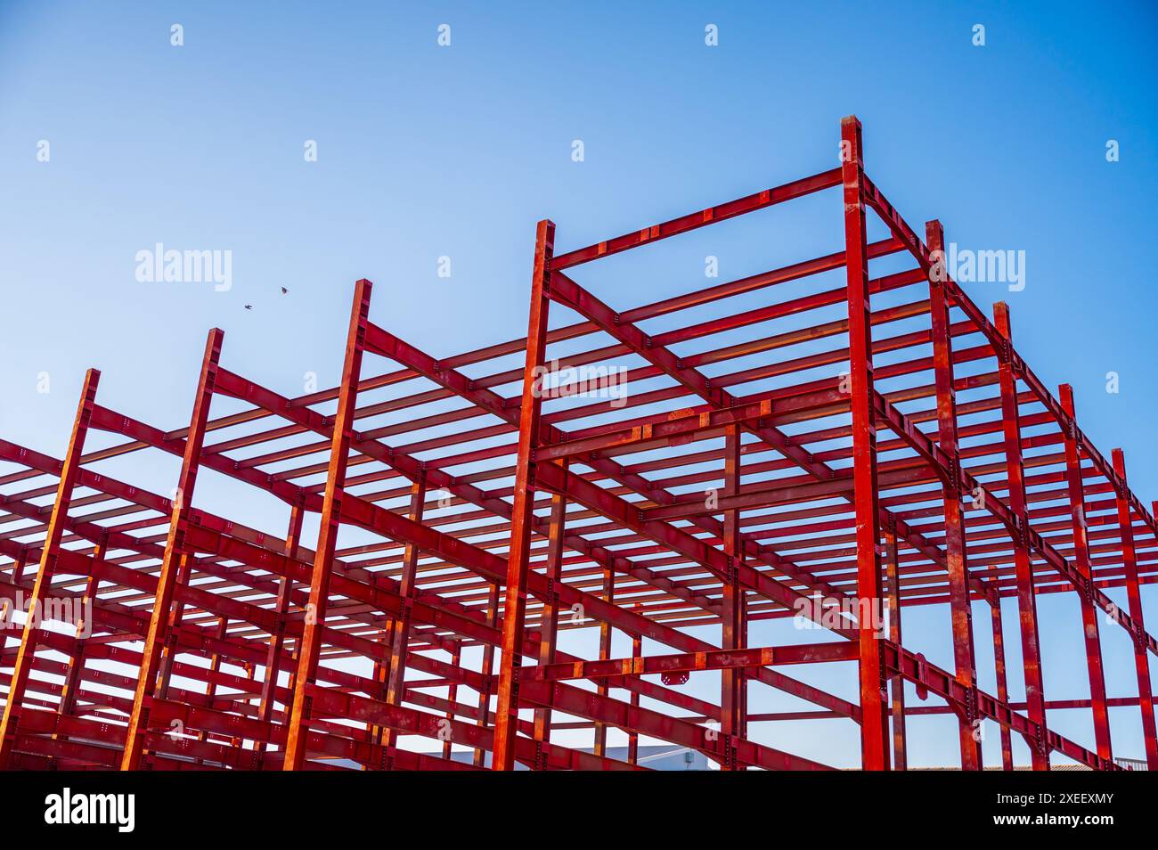 The red metal Structure of a large Industrial Building in the ...