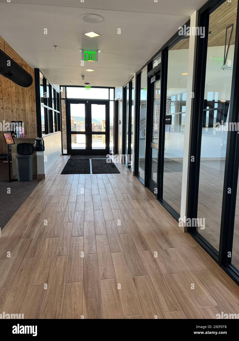 Modern Hallway of Suburban Neighborhood Clubhouse Stock Photo - Alamy