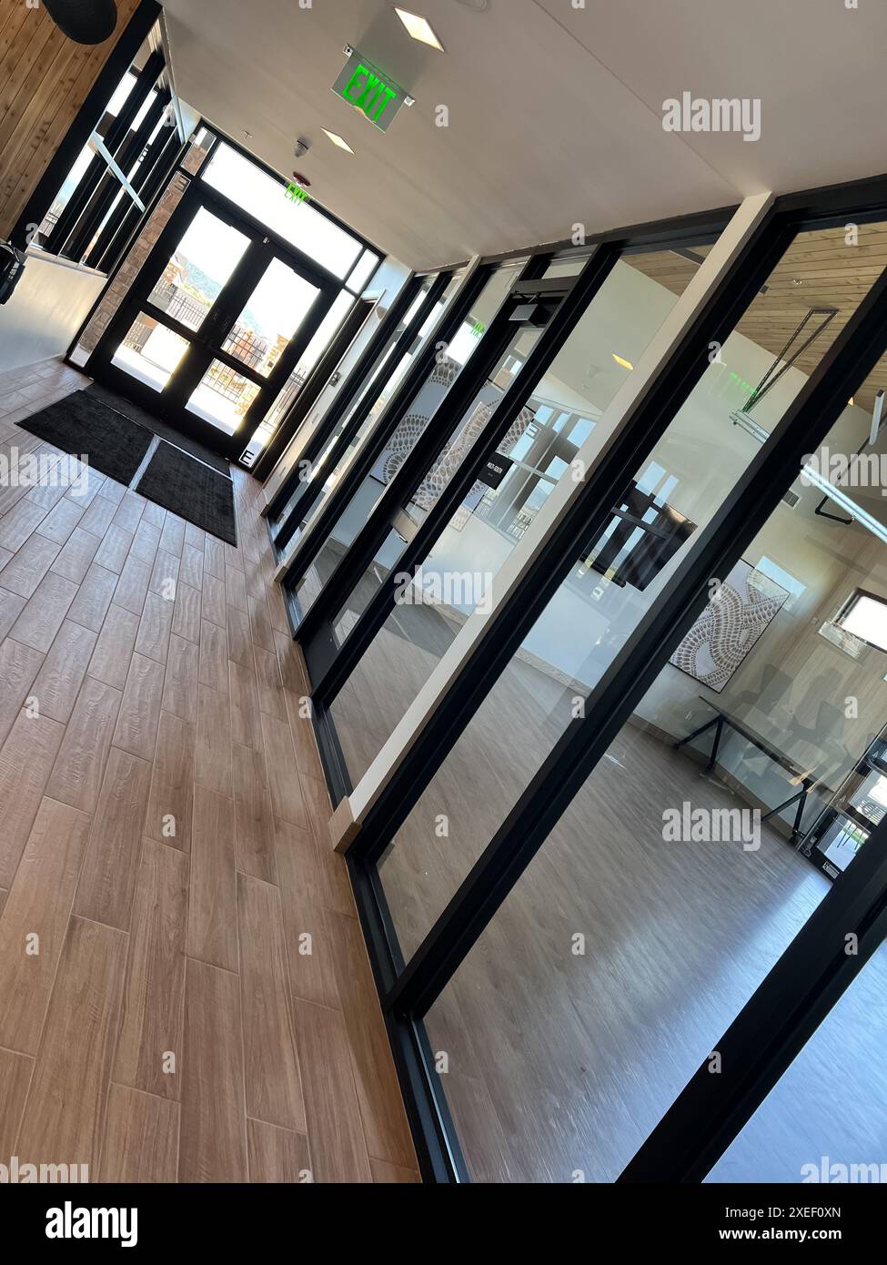 Modern Hallway of Suburban Neighborhood Clubhouse Stock Photo - Alamy