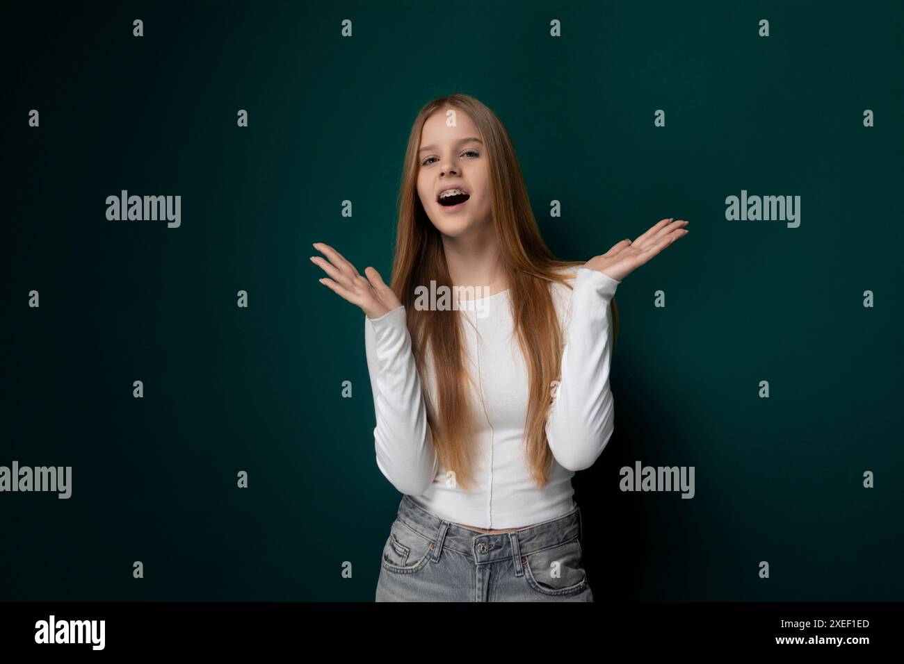 Ginger woman posing in front hi-res stock photography and images - Alamy