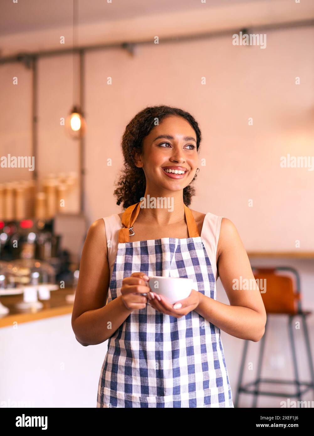 Woman wearing apron working in hi-res stock photography and images - Alamy
