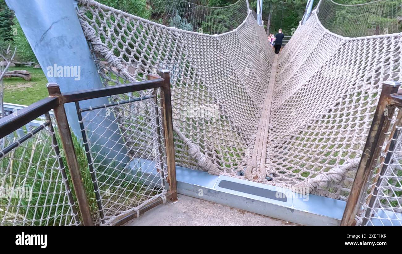 Kids Crossing Rope Bridge at Zoo Adventure Park Stock Photo - Alamy