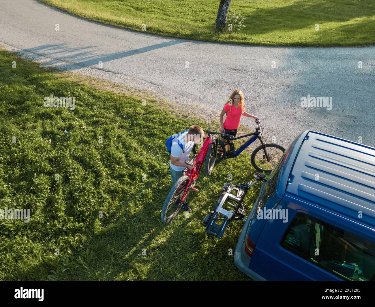 Aerial top down shot cyclist hi-res stock photography and images - Alamy