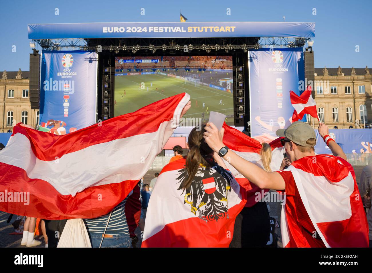 Stuttgart, Germany, June 25, 2024. Fans of the Austrian national team ...