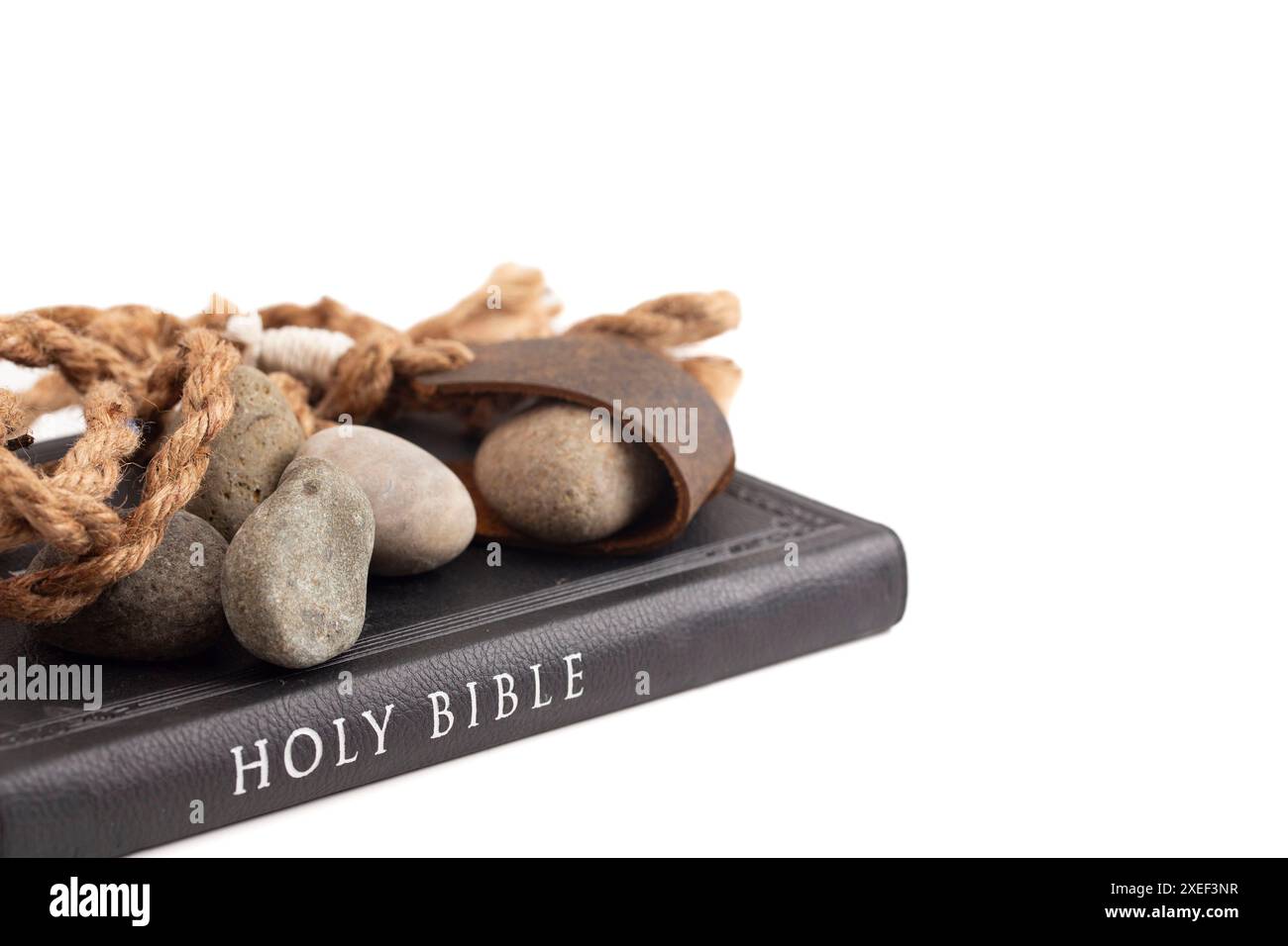 Sling Shot and Stones on a White Background from the Story of David and ...