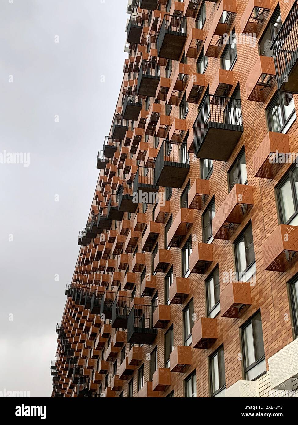 New buildings in Moscow, high-rise bright creative house and against ...