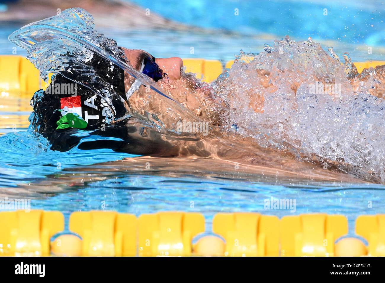 Thomas Ceccon of Italy competes in the 50m Backstroke Men Heats during ...