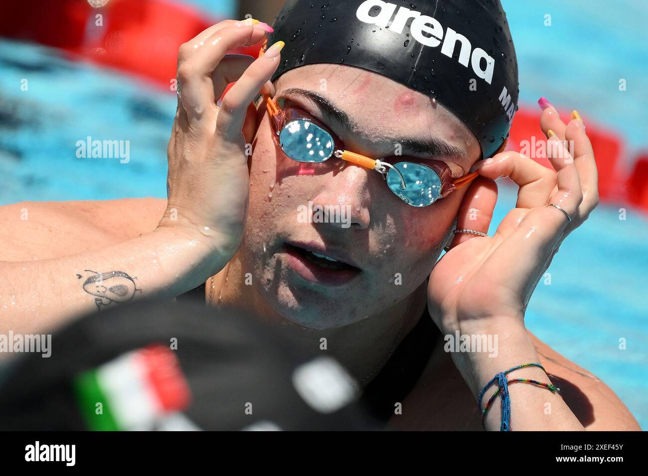 Benedetta Pilato of Italy reacts after competing in the 50m ...