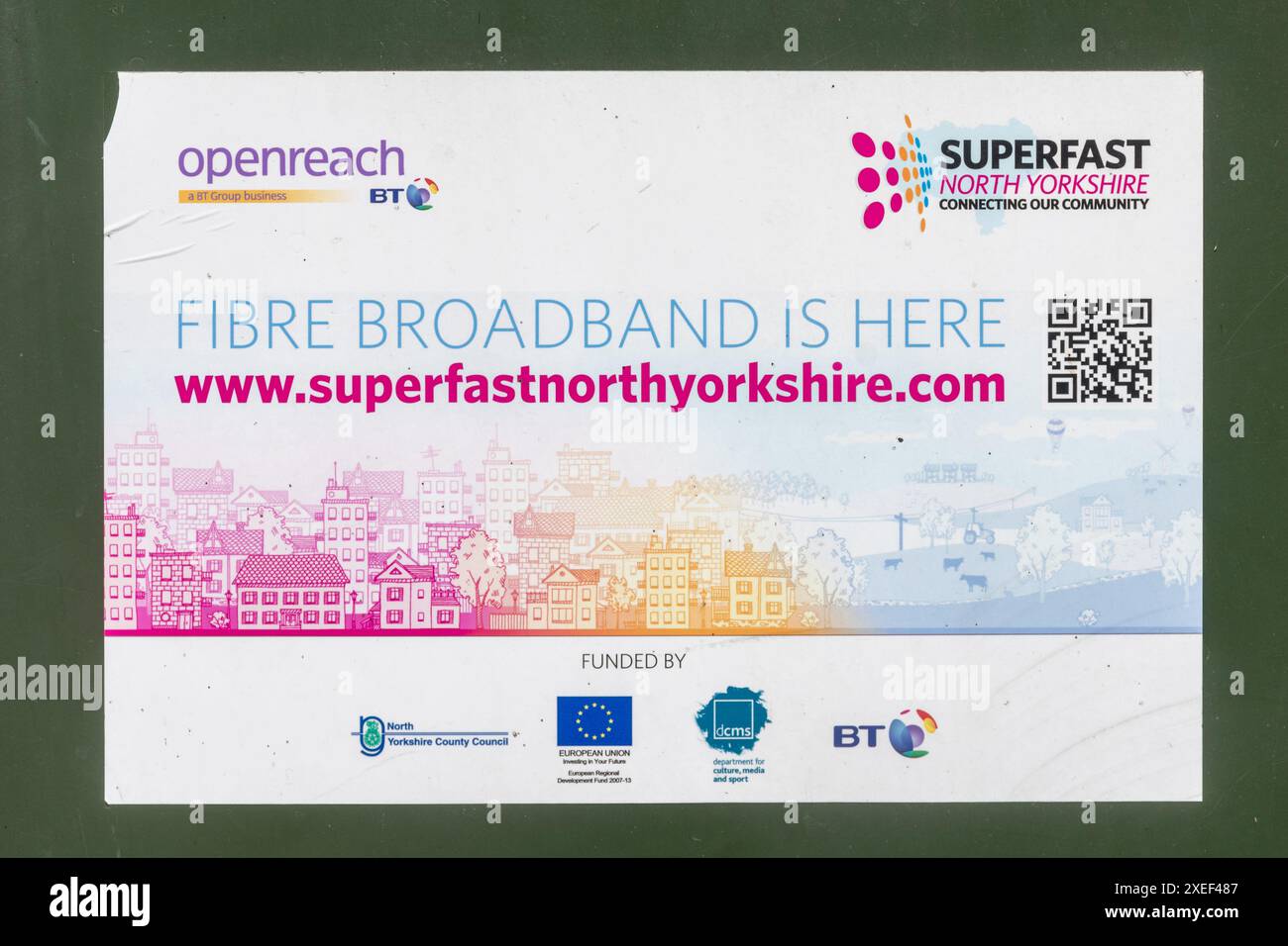Superfast North Yorkshire and Openreach BT advert on green electrical ...