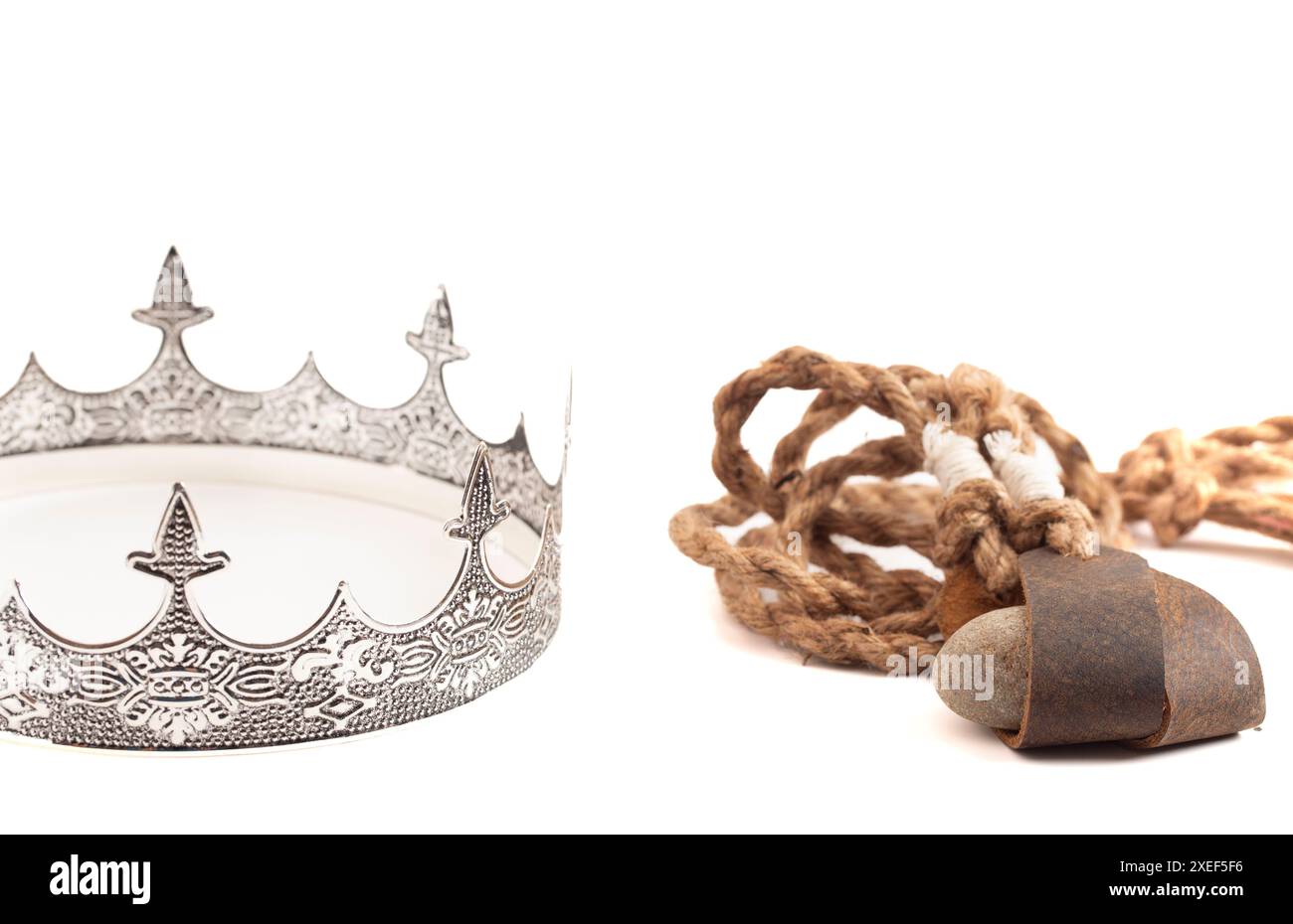 Sling Shot Stones and Crown on a White Background from the Story of ...