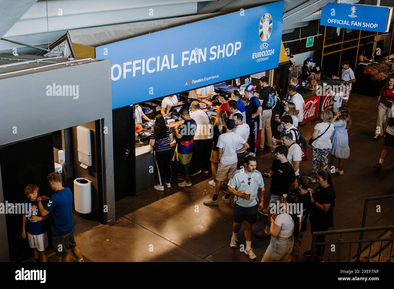 A view of the official fan shop during the UEFA EURO 2024 group stage ...