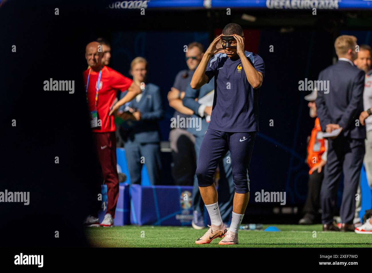 Kylian Mbappe of France wears his mask during the UEFA EURO 2024 group ...