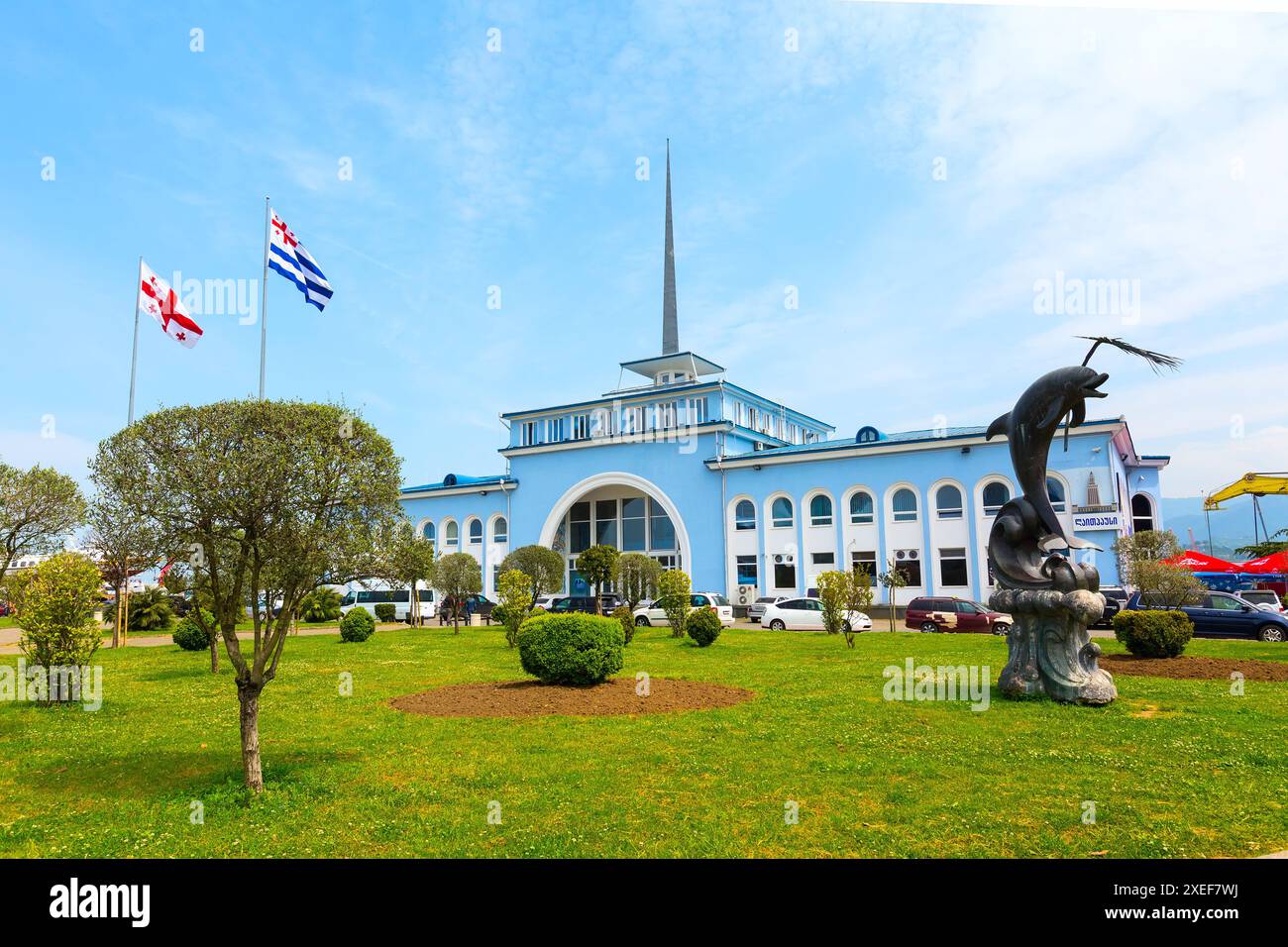 City panoramic landscape with Batumi Sea Port at summer Black sea ...