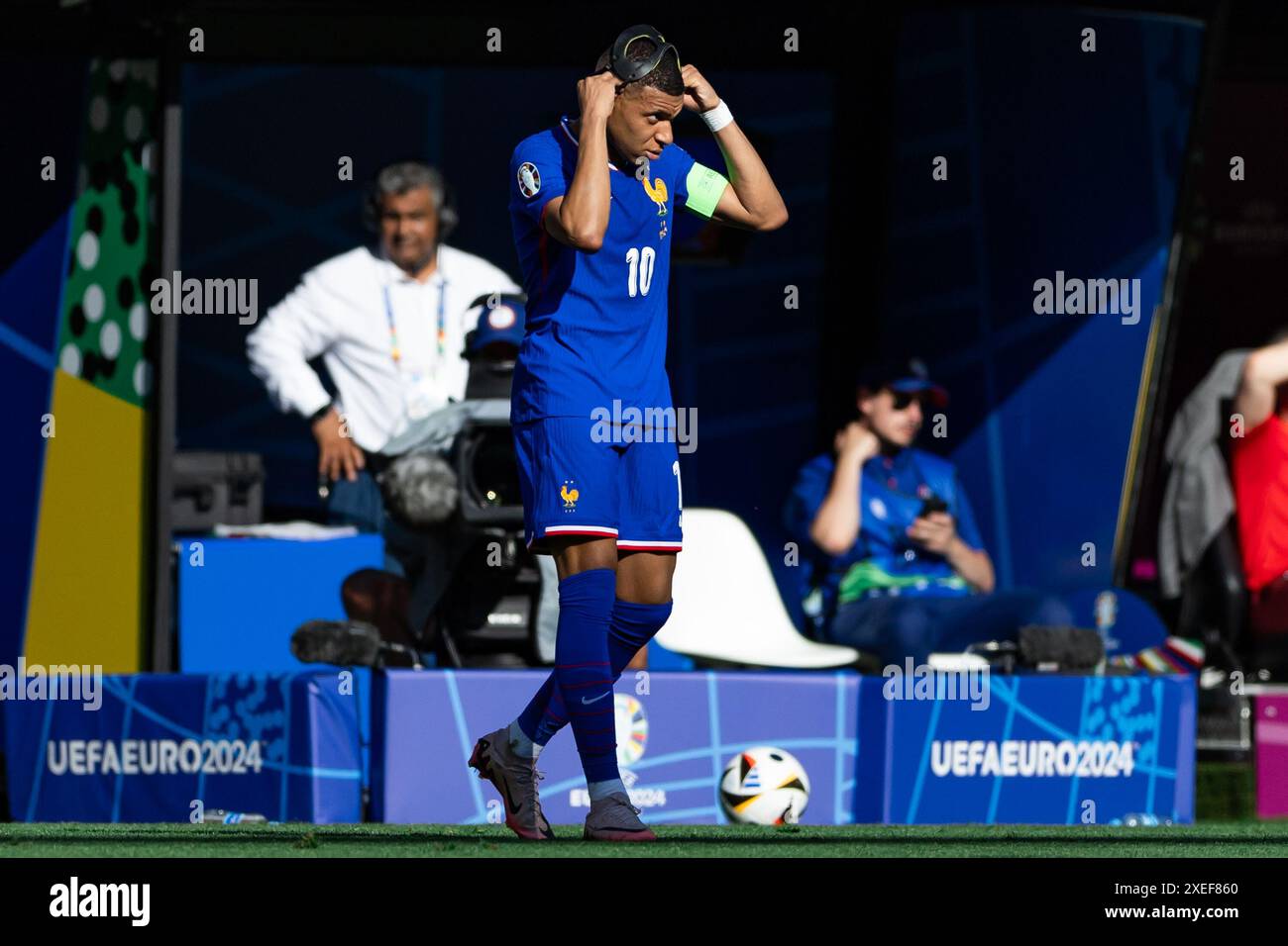 Kylian Mbappe of France wears his mask during the UEFA EURO 2024 group ...
