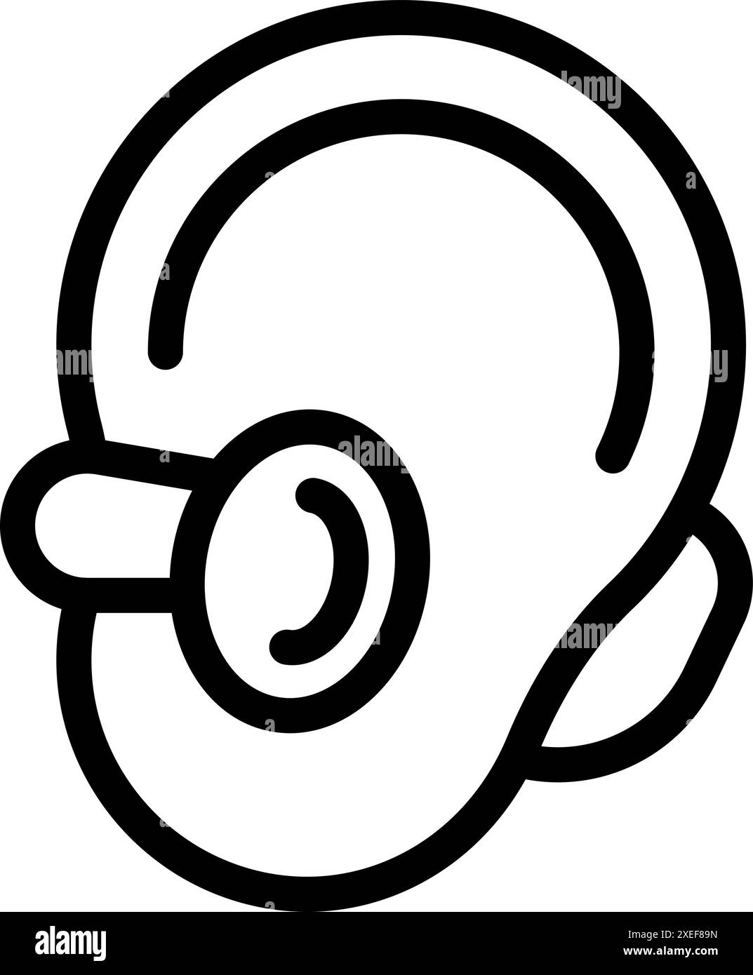 Line icon of a doctor examining a patient's ear using an otoscope ...