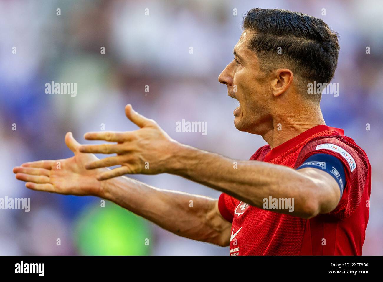 Robert Lewandowski of Poland gestures during the UEFA EURO 2024 group ...