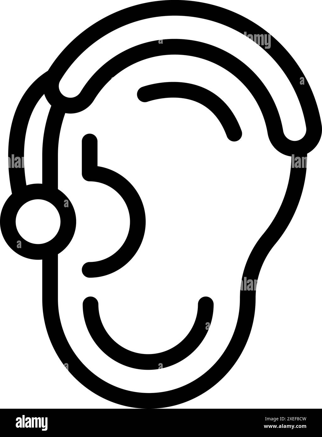 Outline style icon representing an ear wearing a hearing aid, a device ...