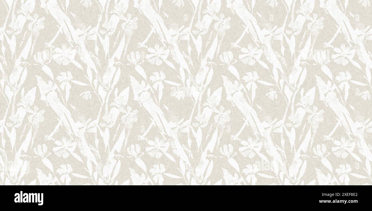 Seamless french gender neutral floral linen printed fabric border ...