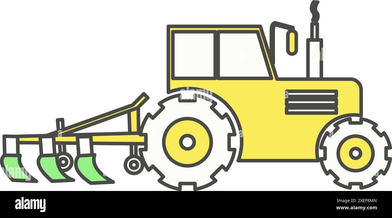 Tractor plowing farm field Stock Vector Images - Alamy