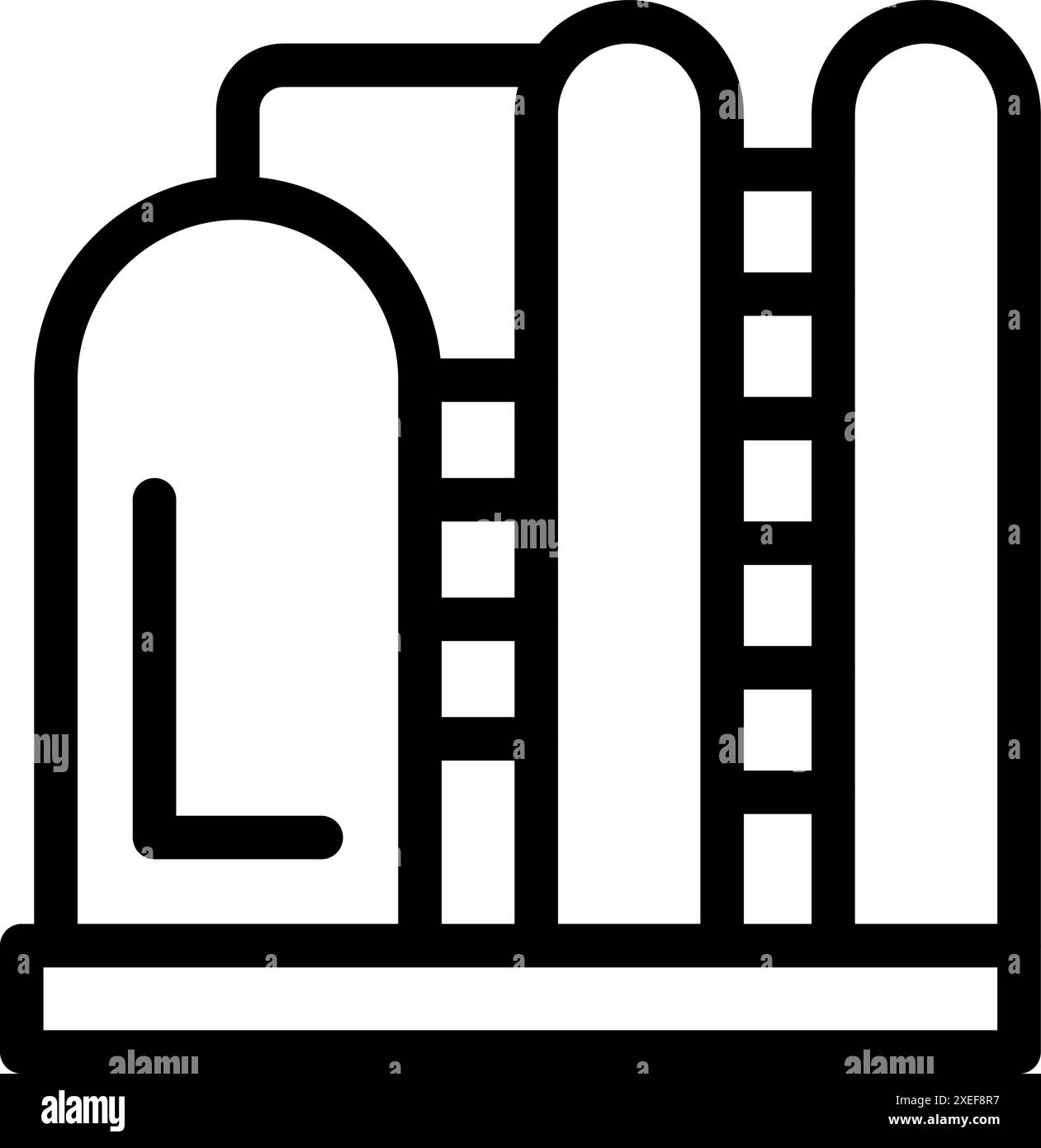 Simple line icon representing an industrial building, possibly a ...