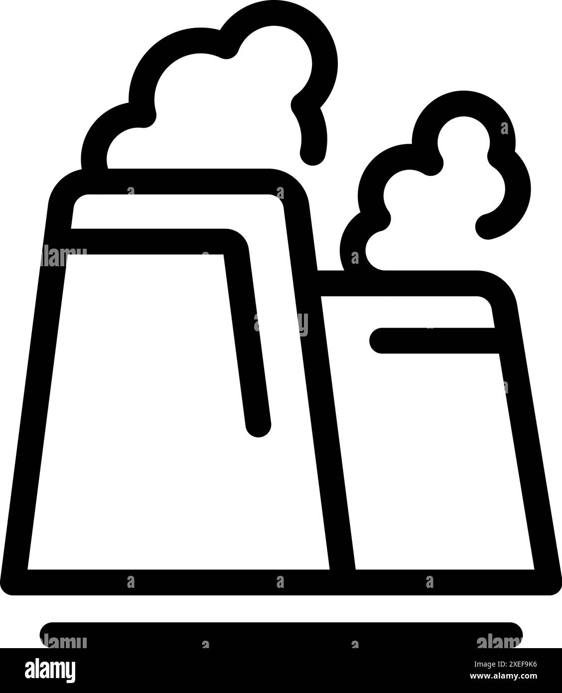 Simple line art of an industrial factory building emitting smoke ...