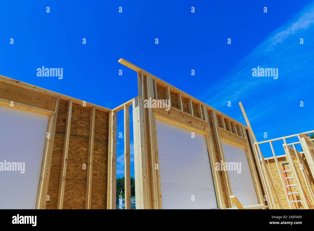 Building frame for unfinished interior timber support beams during ...