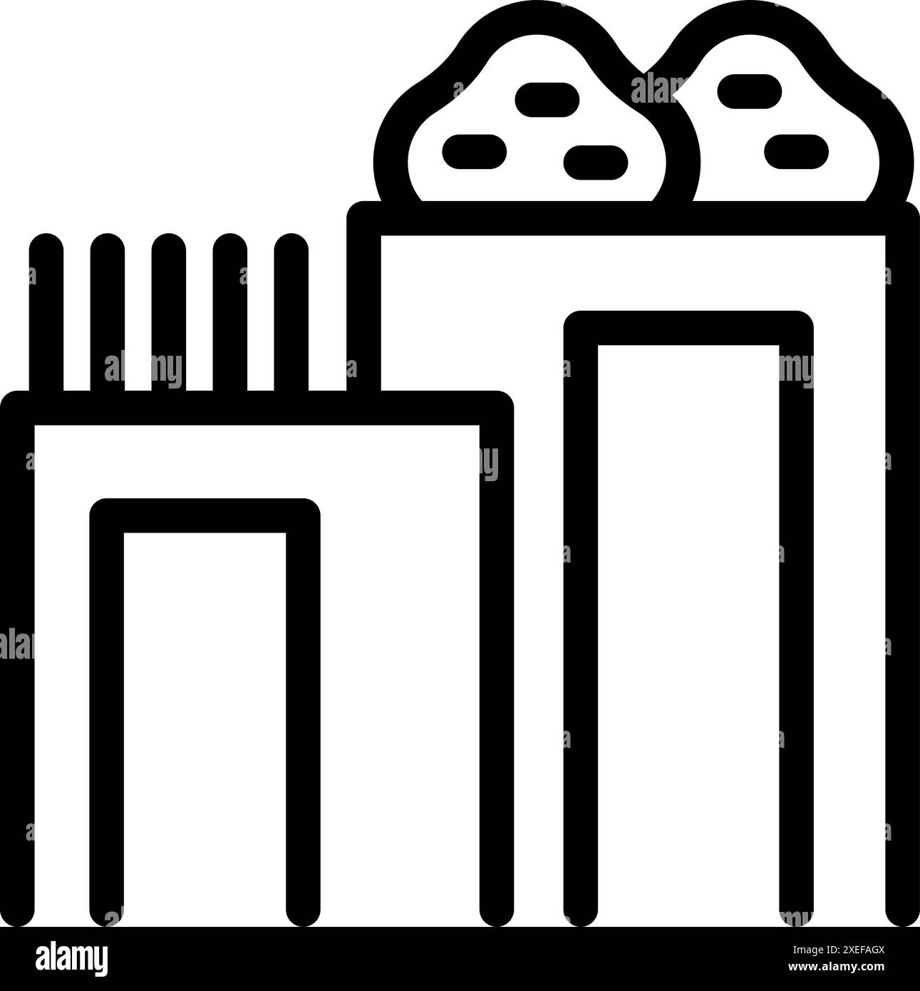 Simple line drawing of a coal processing plant emitting pollution into ...