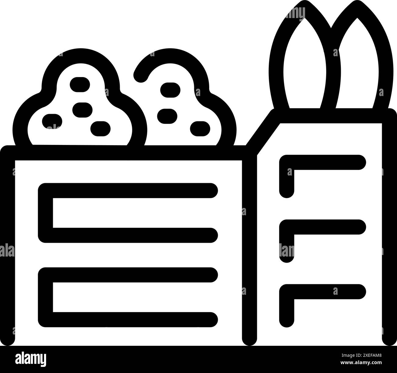 Line drawing of a modern building incorporating green spaces ...