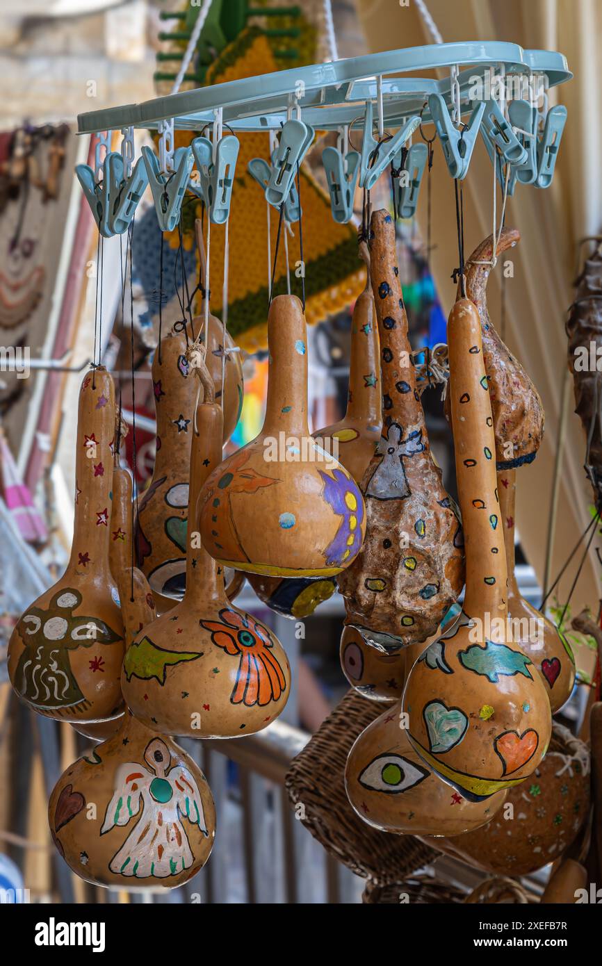 NICOSIA, CYPRUS-JUNE 18, 2024: Souvenirs with decorations specific to ...
