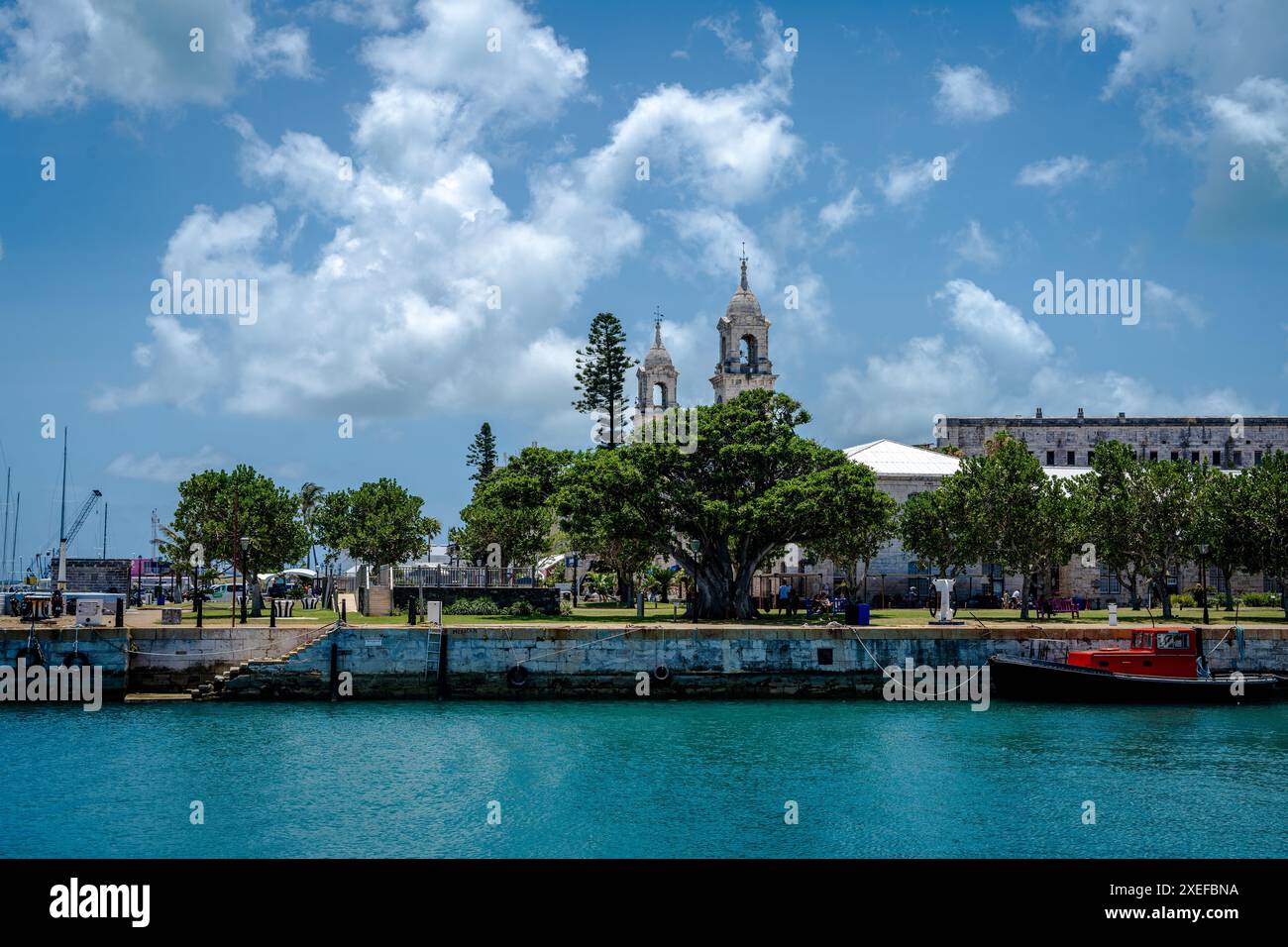 Kings Wharf, Bermuda—June 20, 2024. A photo of the Royal Naval Dockyard ...