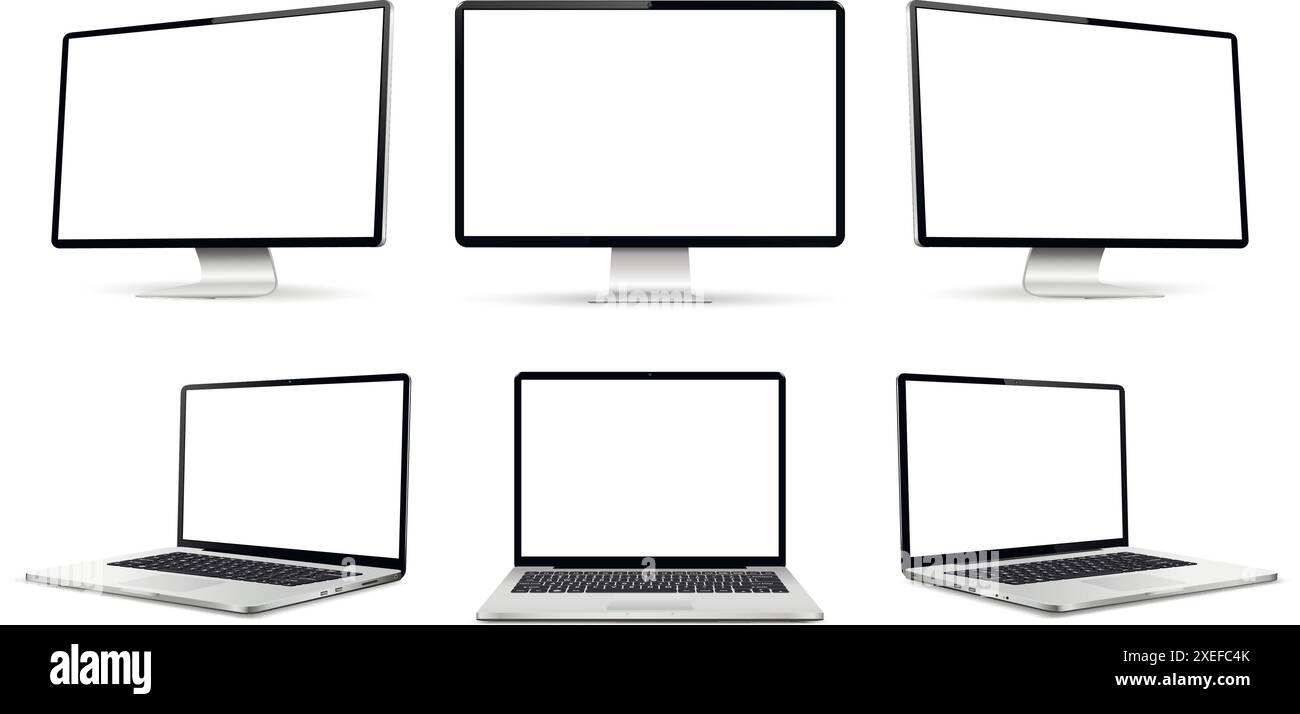 Realistic computer screen with laptop mockup. Computer display and ...