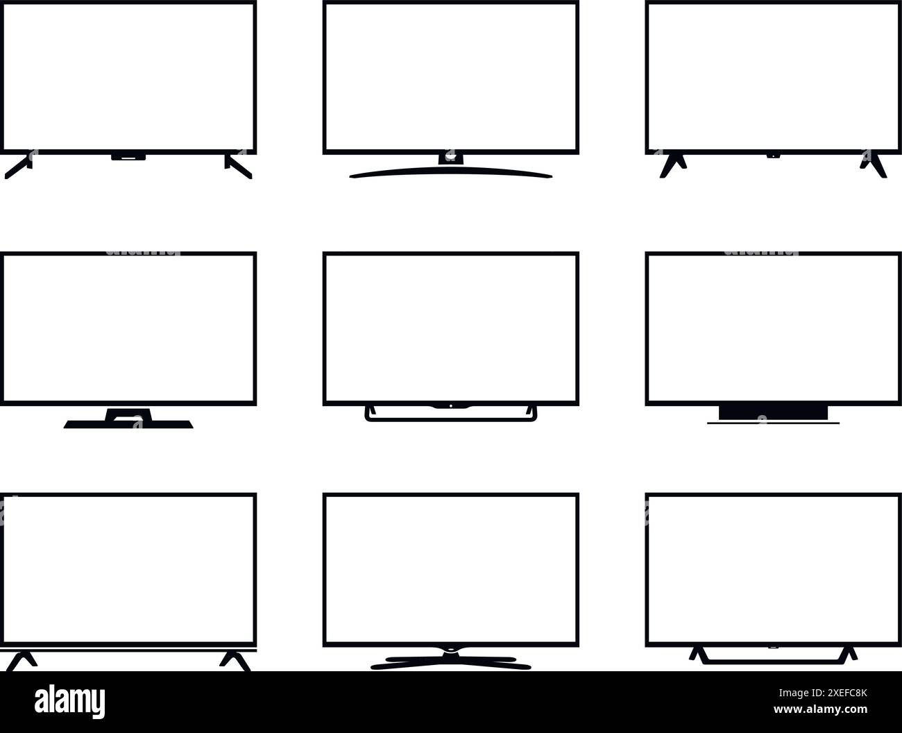 TV icons vector set. TV screens on a white background. Isolated modern ...