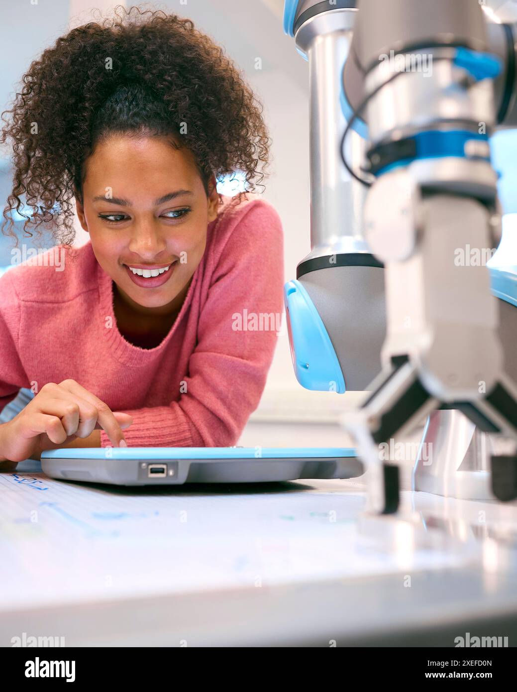 Female College Or University Engineering Student In Robotics Class ...