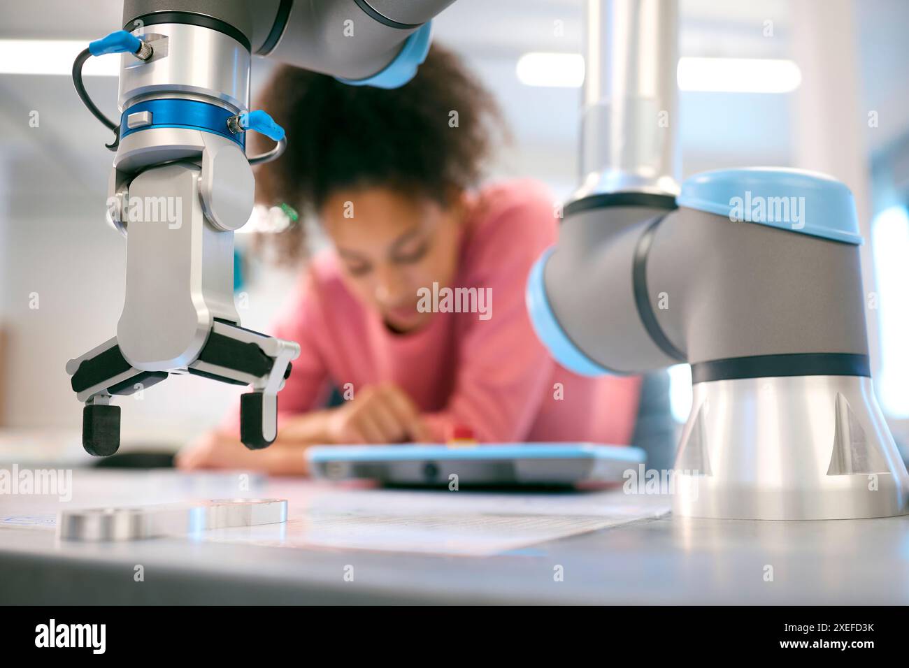 Female College Or University Engineering Student In Robotics Class ...